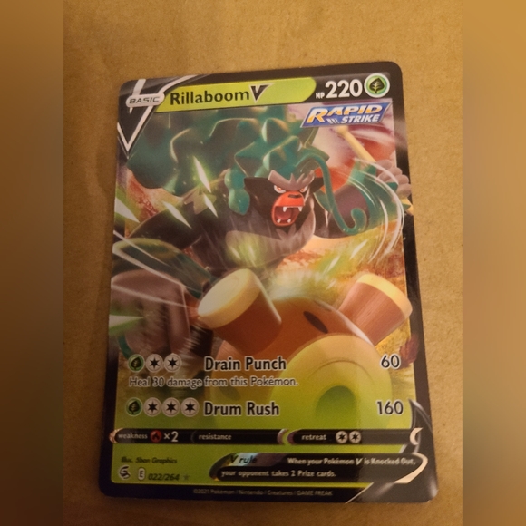 Pokemon | Toys | Pokemon Rare Pokemon Card Rillaboom V Hp 22 022264 ...